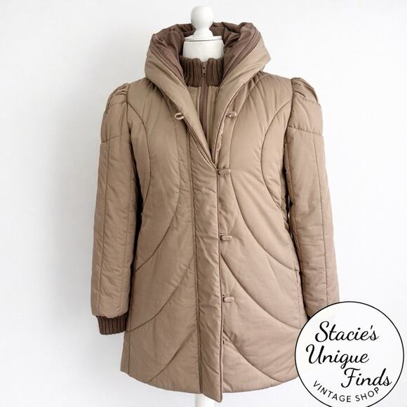 Saxton Hall | Jackets & Coats | Vintage Saxon Hall Tan Puffer Coat With ...